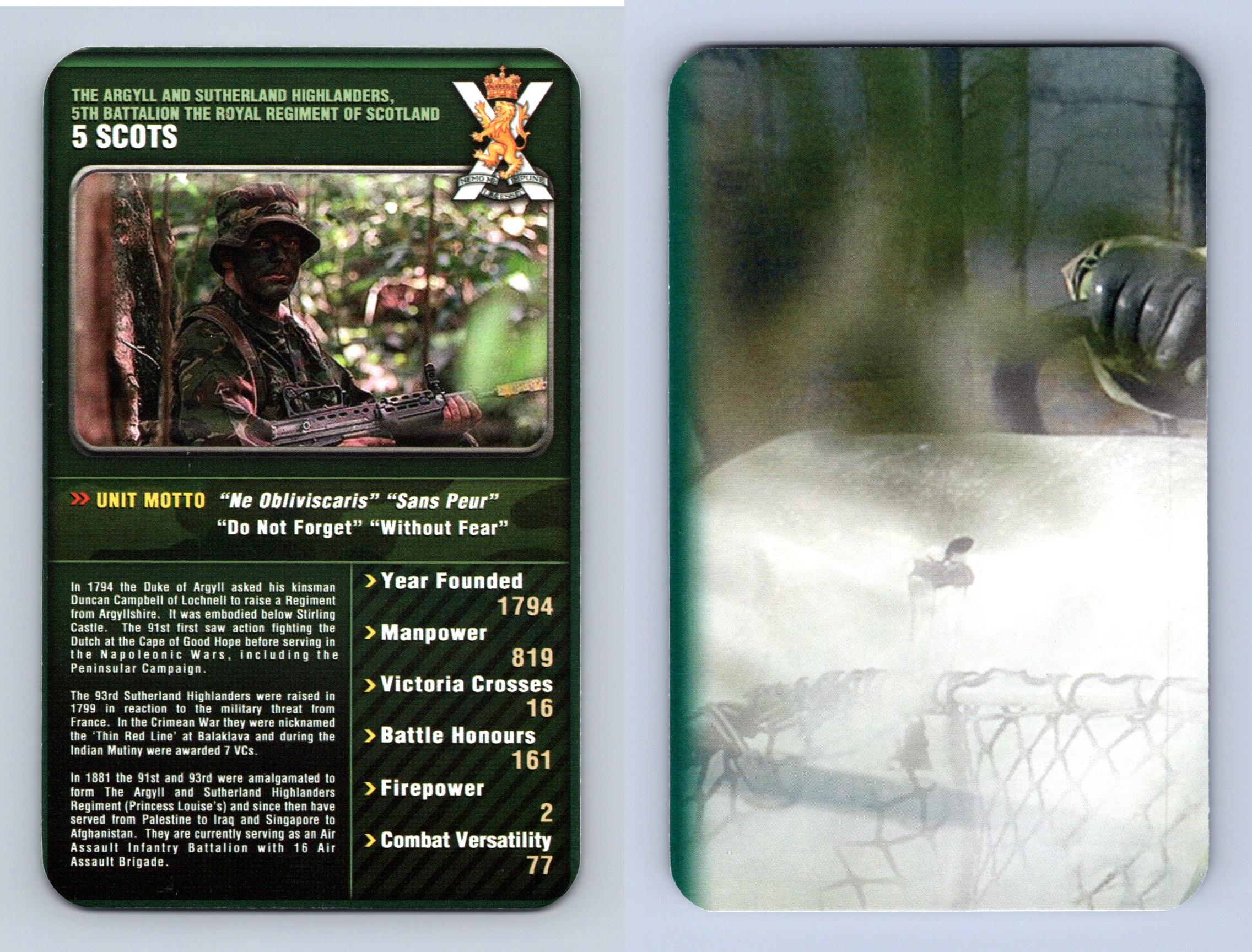 5 Scots - Fighting Units Of The British Army 2007 Top Trumps Card ...