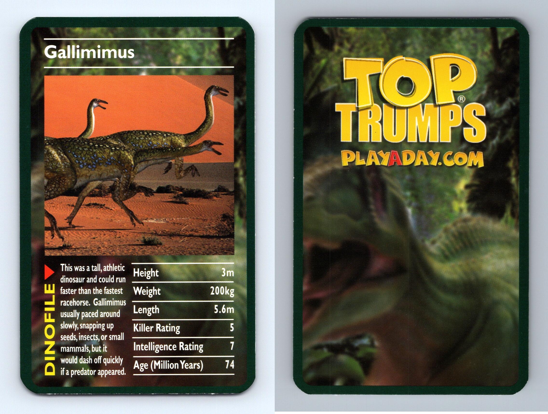 Gallimimus - Dinosaurs 2003 Top Trumps Card B – Breakoutcards