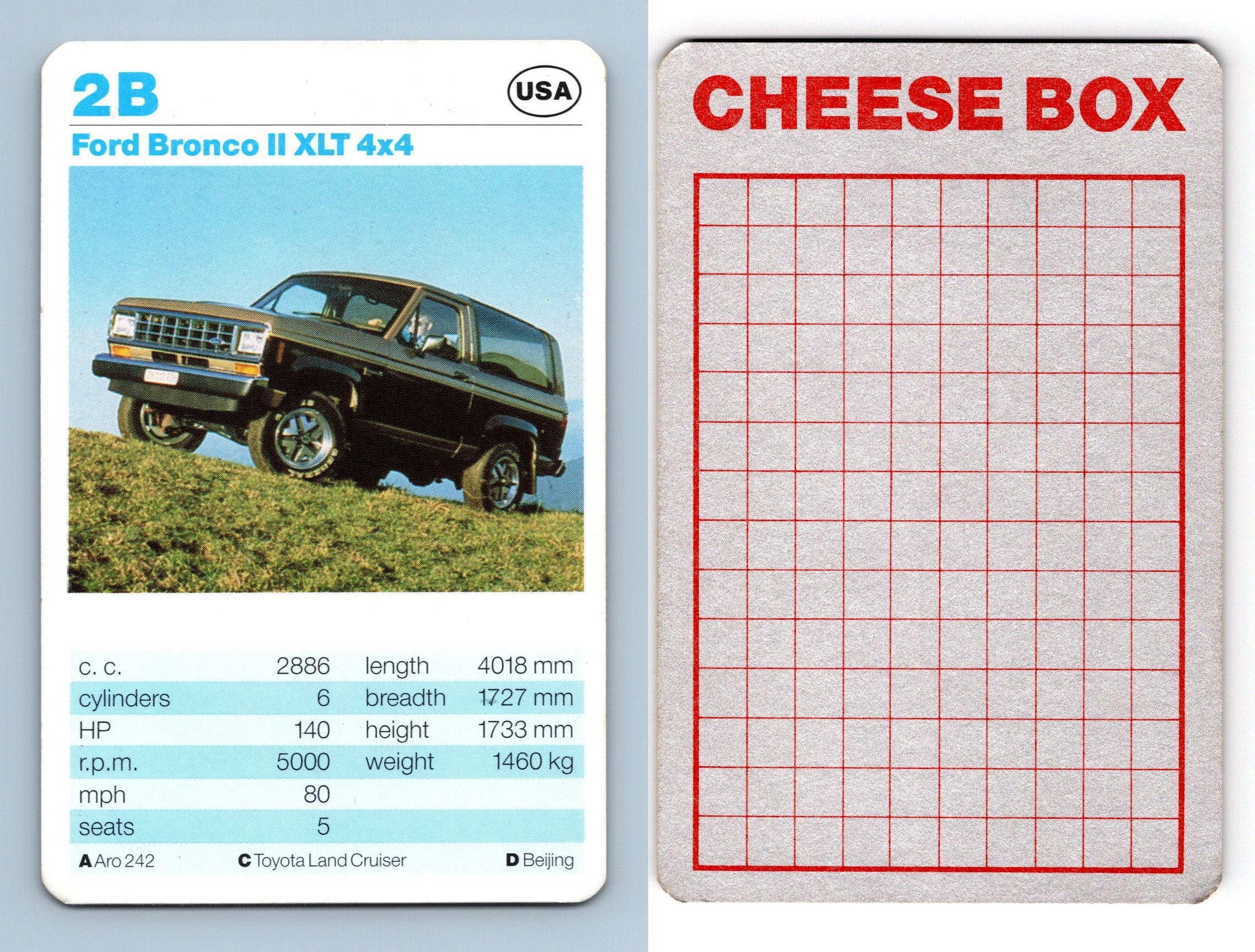 Ford Bronco II XLT 4x4 - Off Road Waddingtons Super Top Trumps Card ...