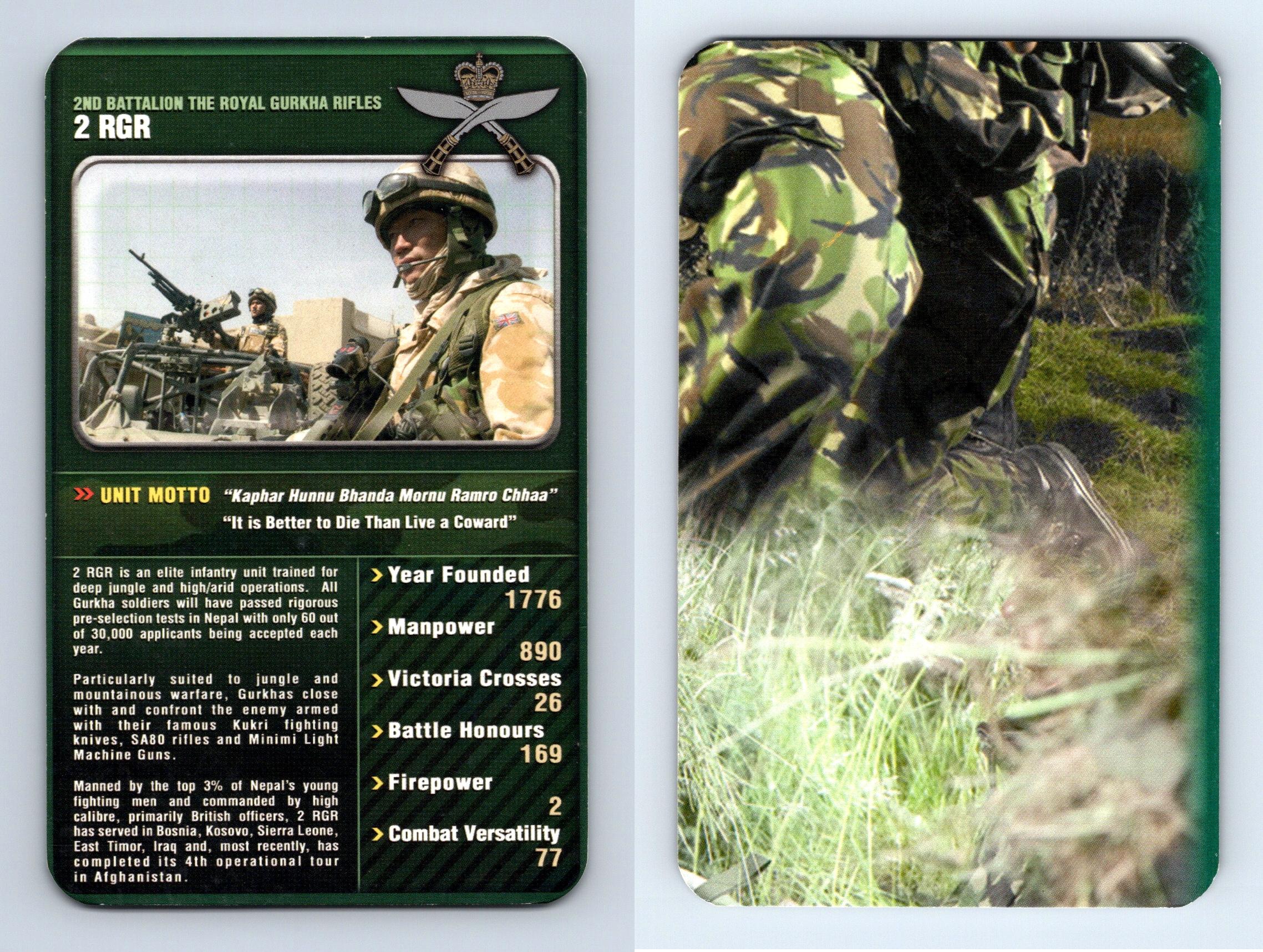 2 RGR - Fighting Units Of The British Army 2007 Top Trumps Card ...
