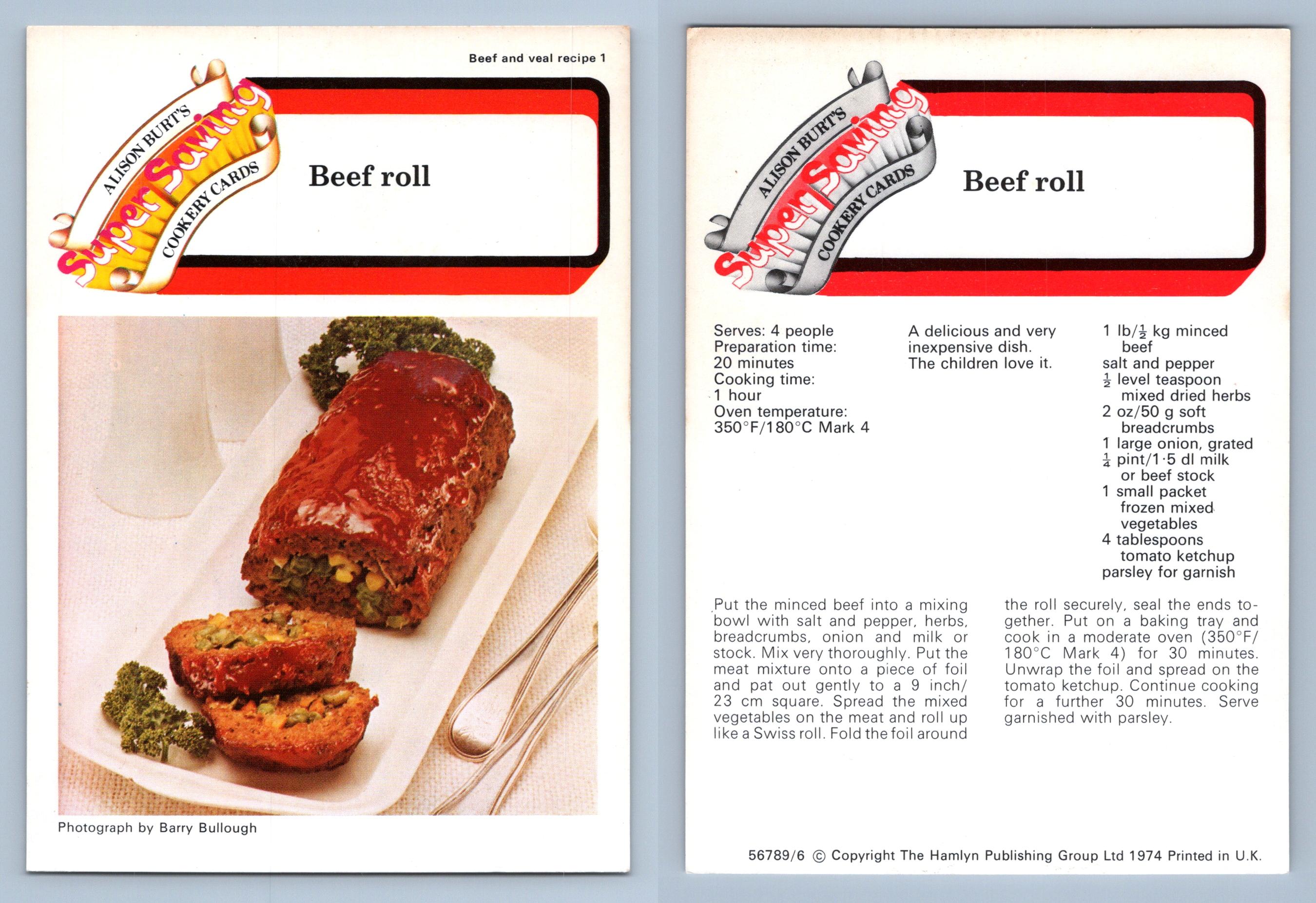 Beef Roll #1 Beef - Alison Burts Super Saving Recipe Card – Breakoutcards