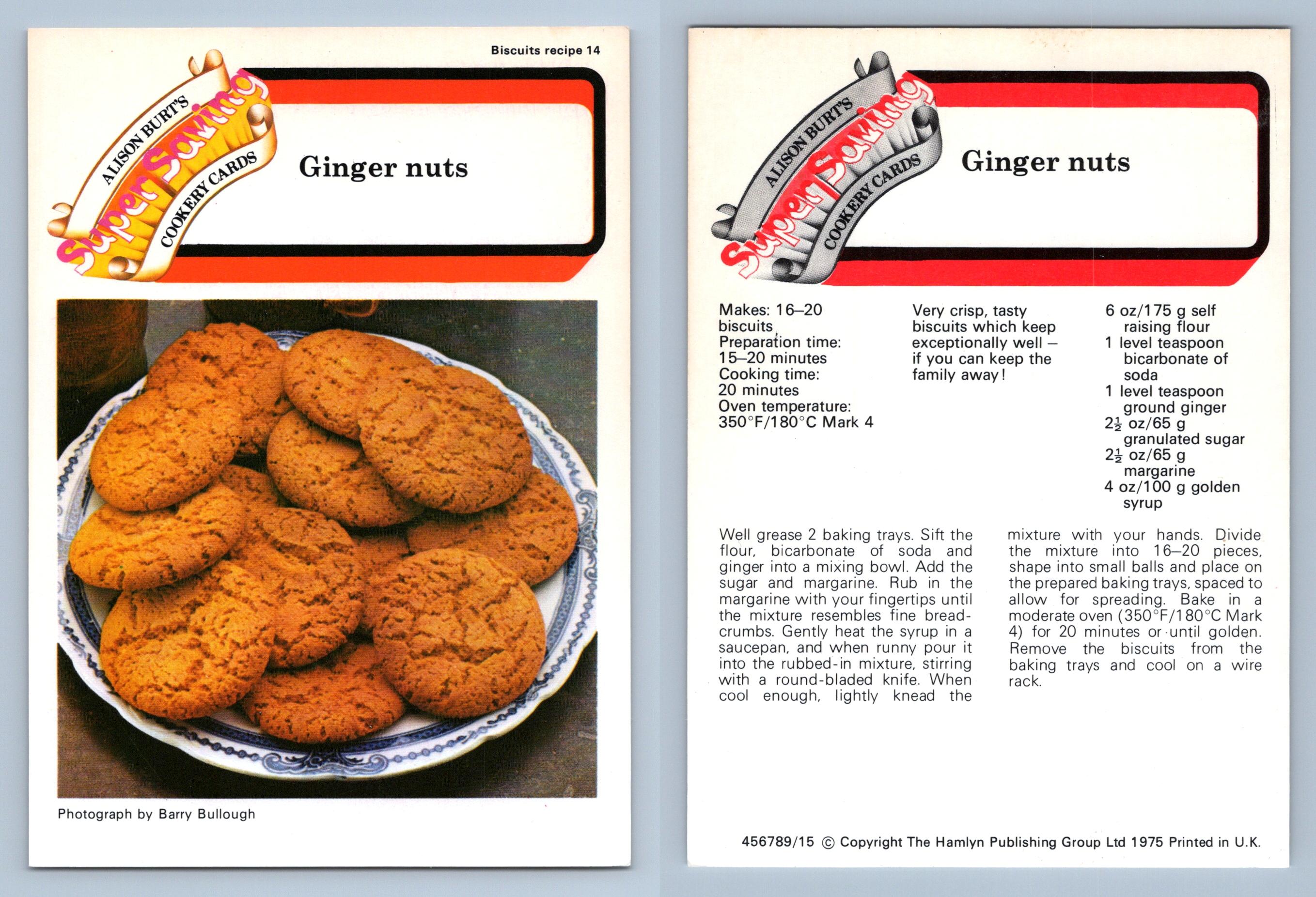 Ginger Nuts #14 Biscuits - Alison Burts Super Saving Cookery Recipe Ca ...