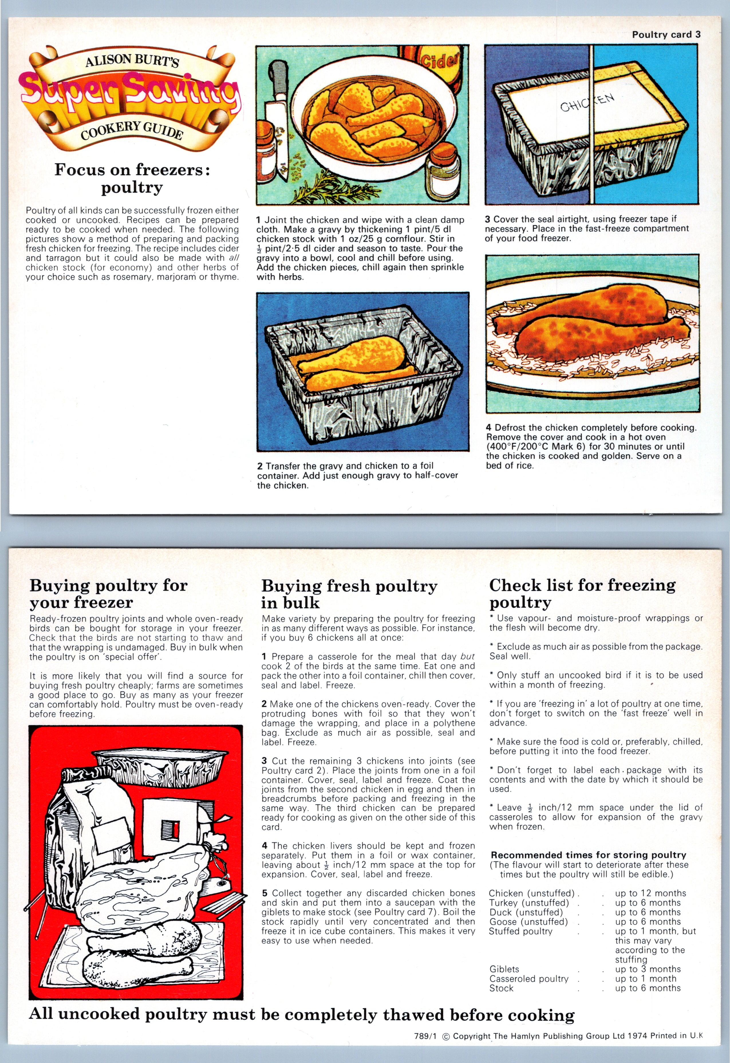 Freezers : Poultry #3 Alison Burts Super Saving Cookery Guide Recipe C ...