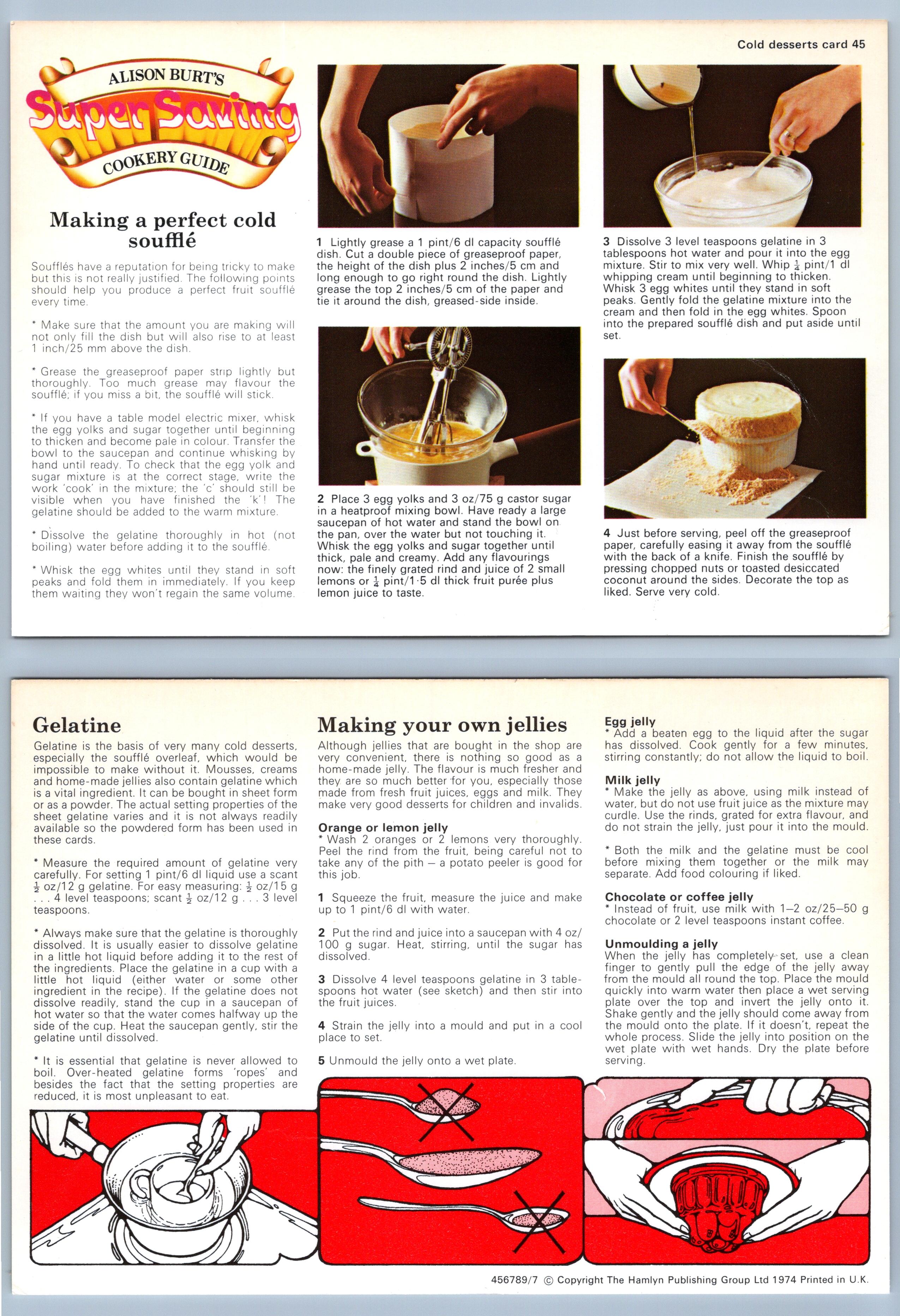 Perfect Cold Souffle #45 Alison Burts Super Saving Cookery Guide Recip ...