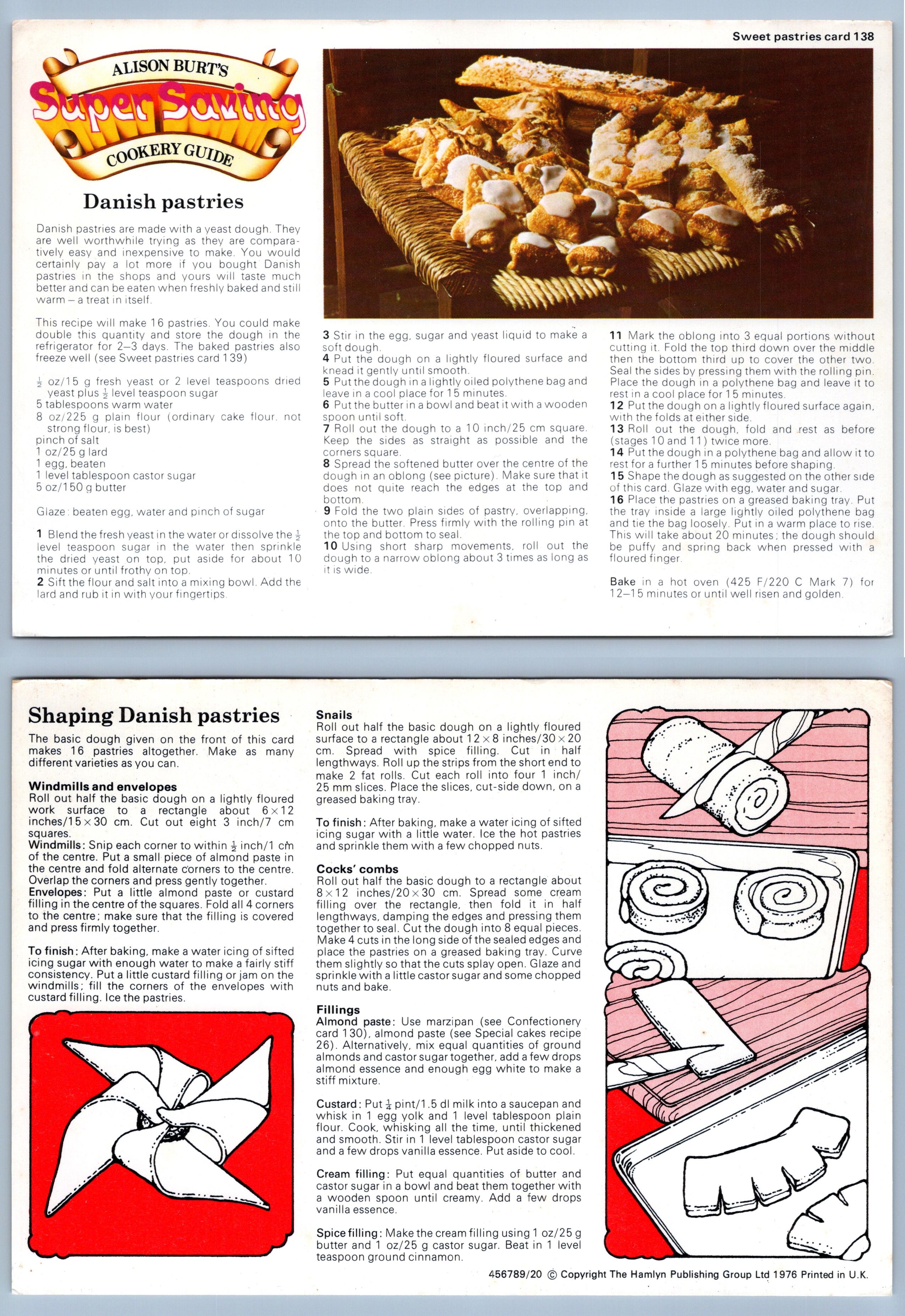 Danish Pastries #138 Alison Burts Super Saving Cookery Guide Recipe Ca ...