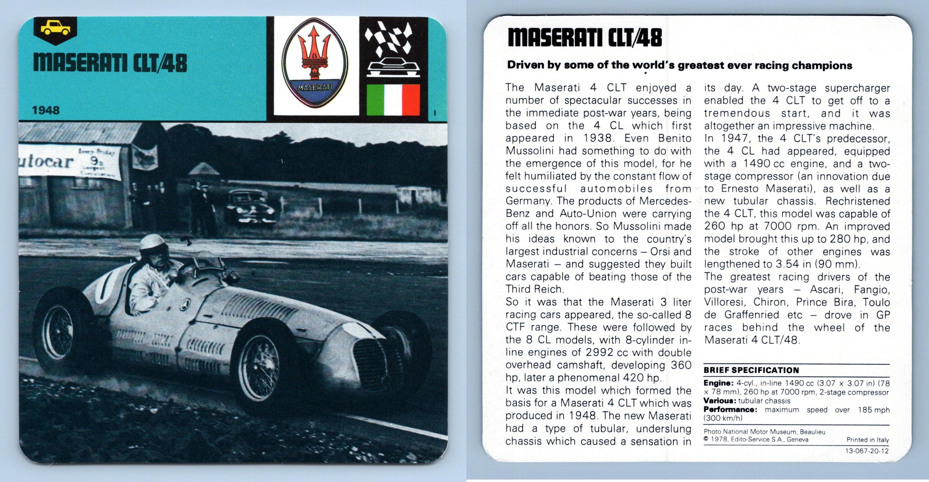Maserati CLT/48 - 1948 - Competition Edito Service #20-12 Auto Rally C ...