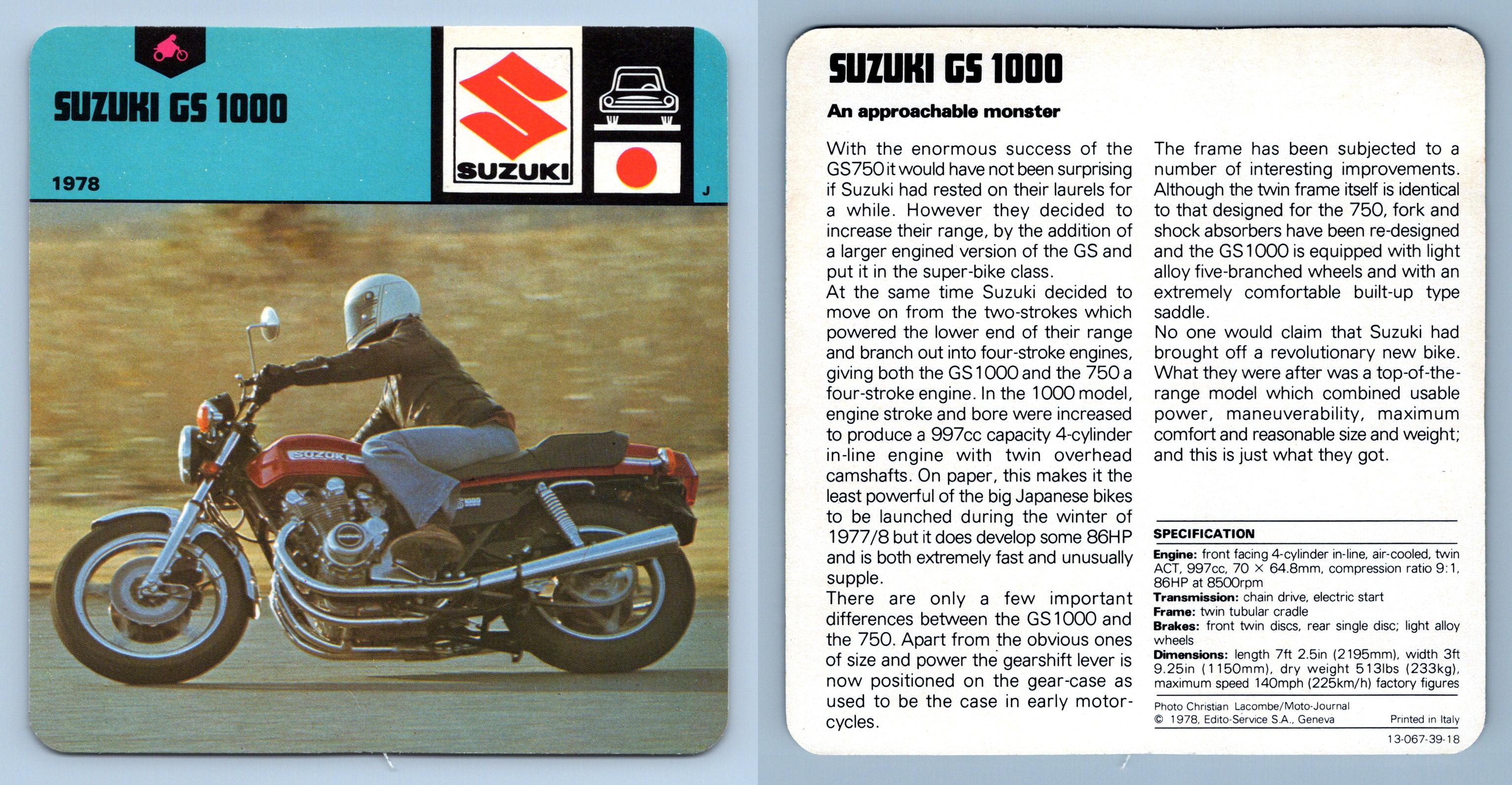 Suzuki GS 1000 - 1975 - GT & Production Edito Service #39-18 Auto Rall ...