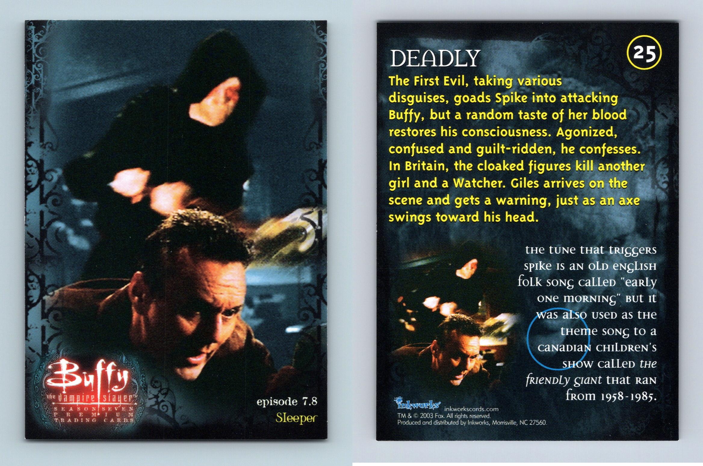 Deadly #25 Buffy The Vampire Slayer Season 7 Inkworks Trading Card ...