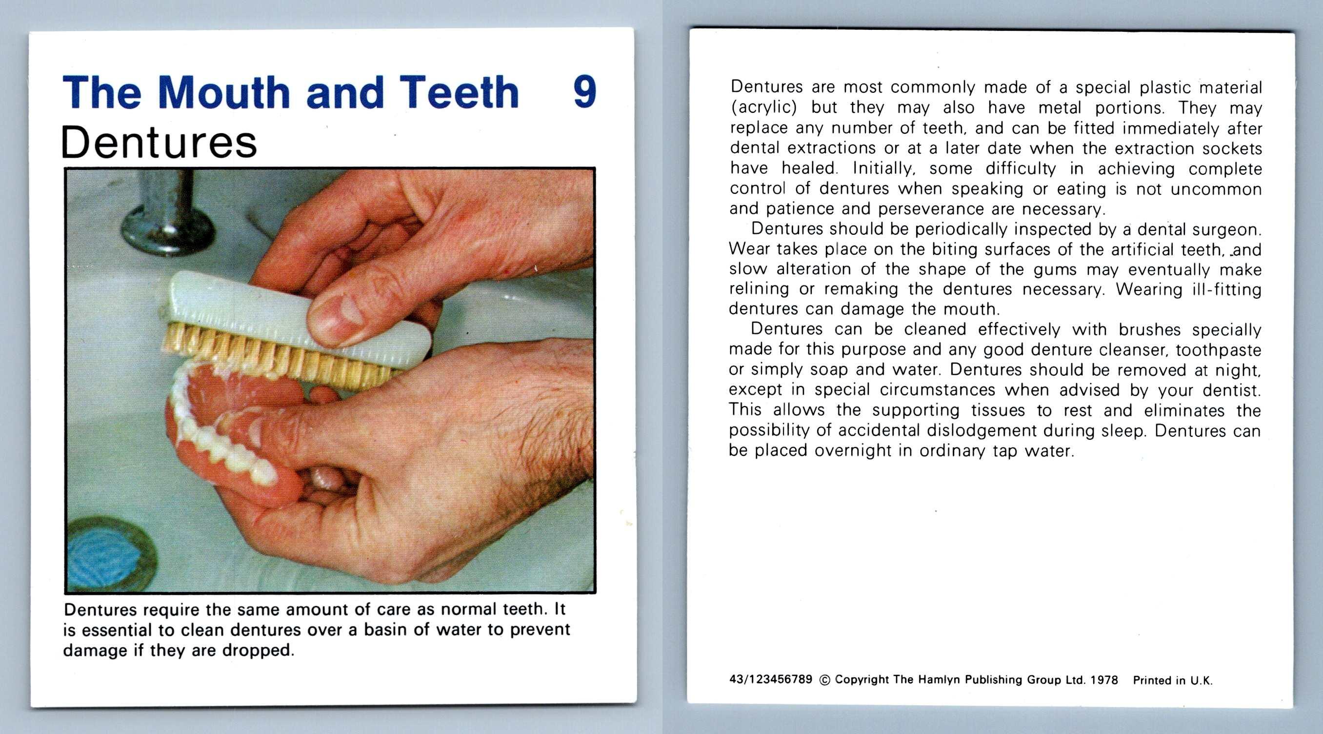 Dentures #9 Mouth & Teeth Home Medical Guide 1975-8 Hamlyn Card ...