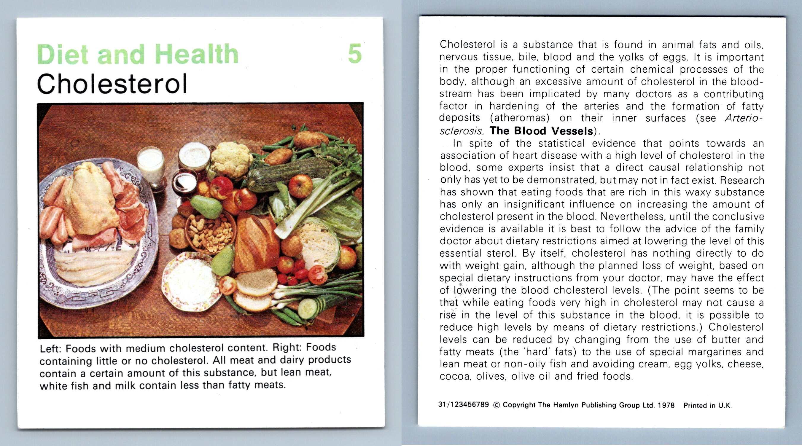 Cholesterol #5 Diet & Health - Home Medical Guide 1975-8 Hamlyn Card ...