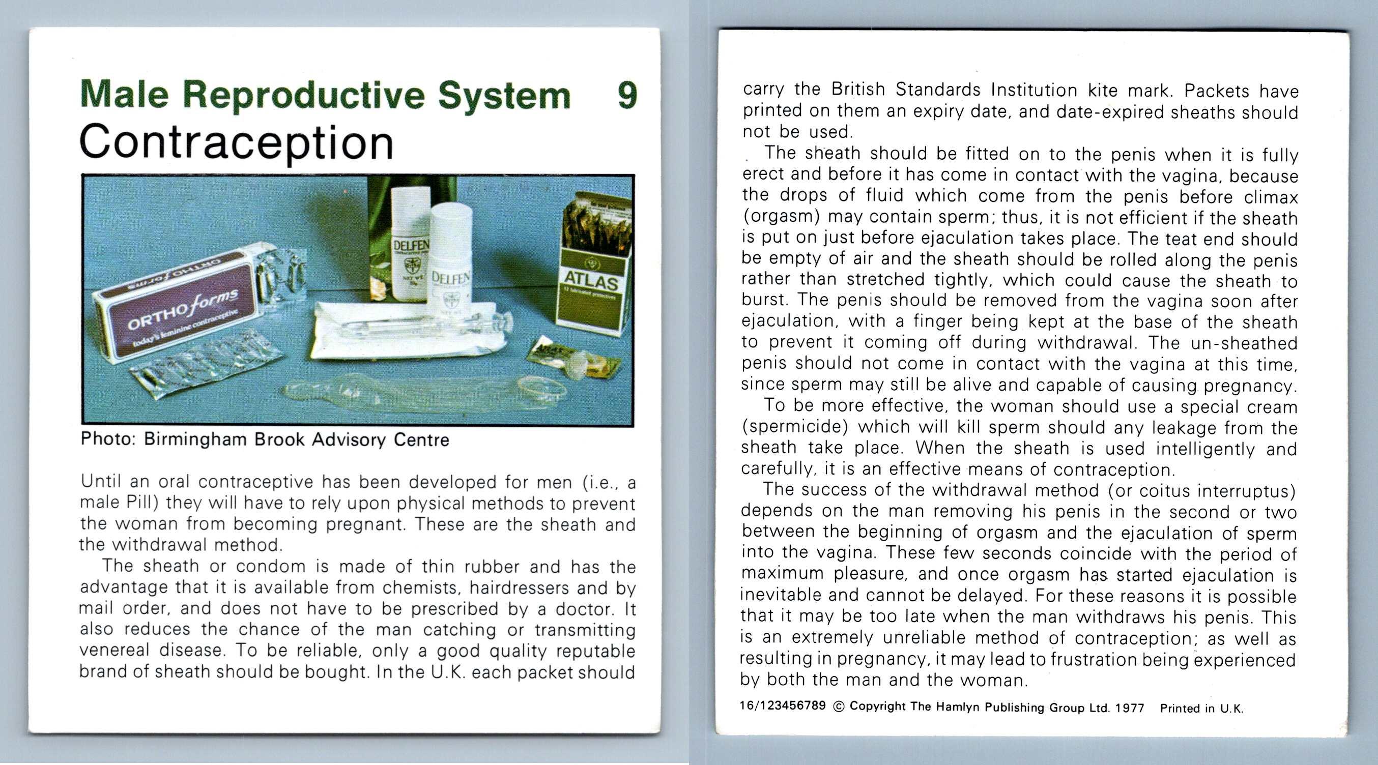 Contraception #9 Male Home Medical Guide 1975-8 Hamlyn Card – Breakoutcards