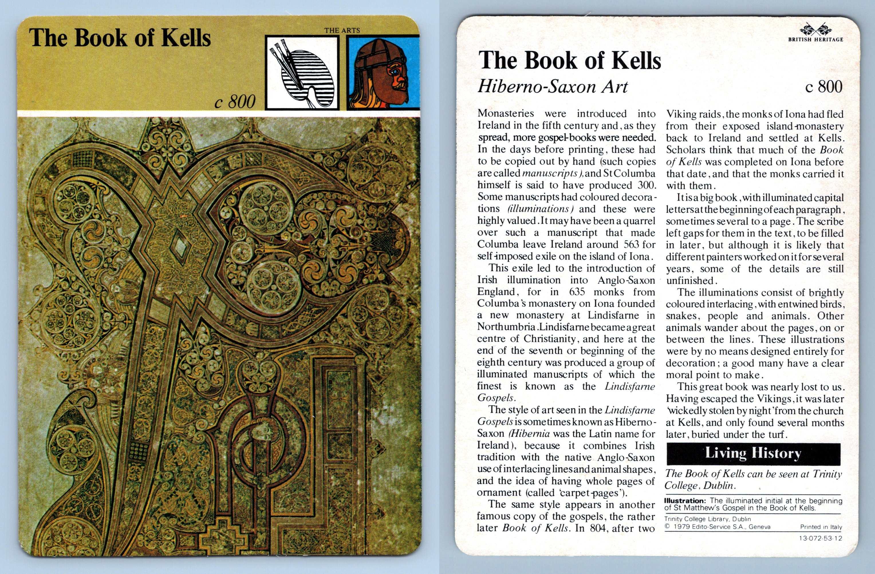 Books Of Kells - The Arts - British Heritage Edito-Service SA 1979 Car ...