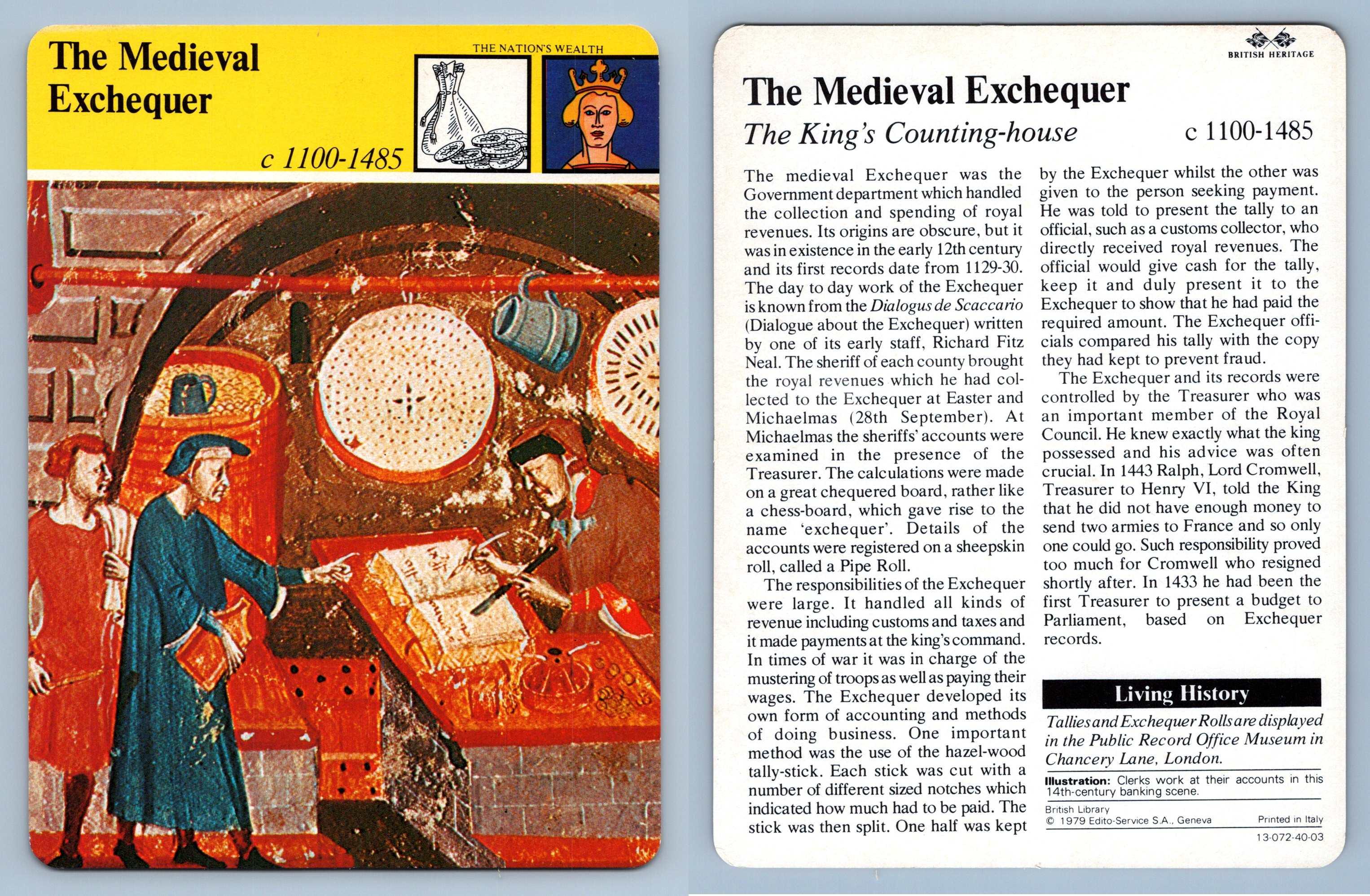 Medieval Exchequer - Wealth - British Heritage Edito-Service SA 1979 C ...