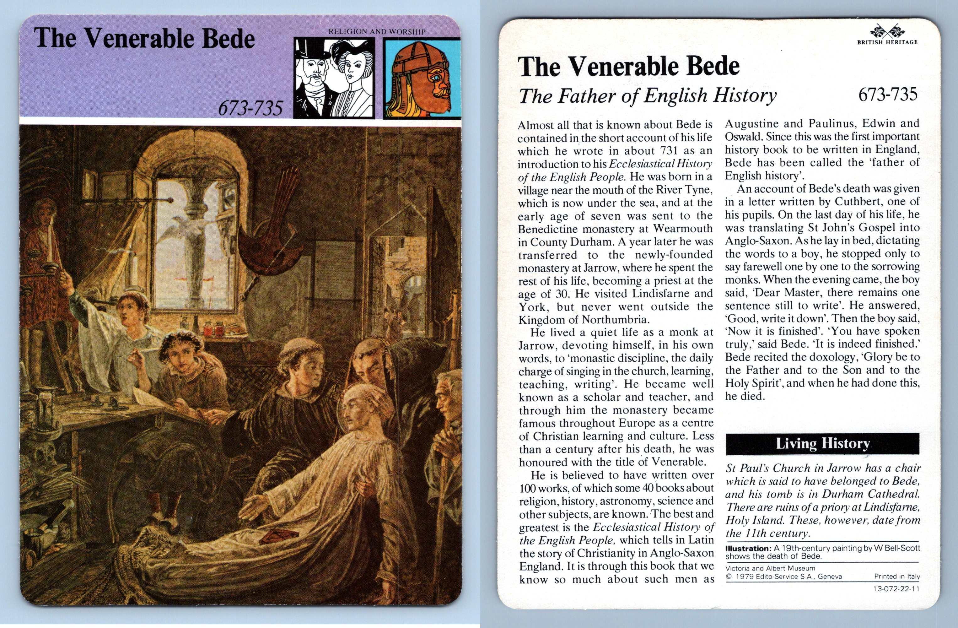 Venerable Bede - Religion - British Heritage Edito-Service SA 1979 Car ...