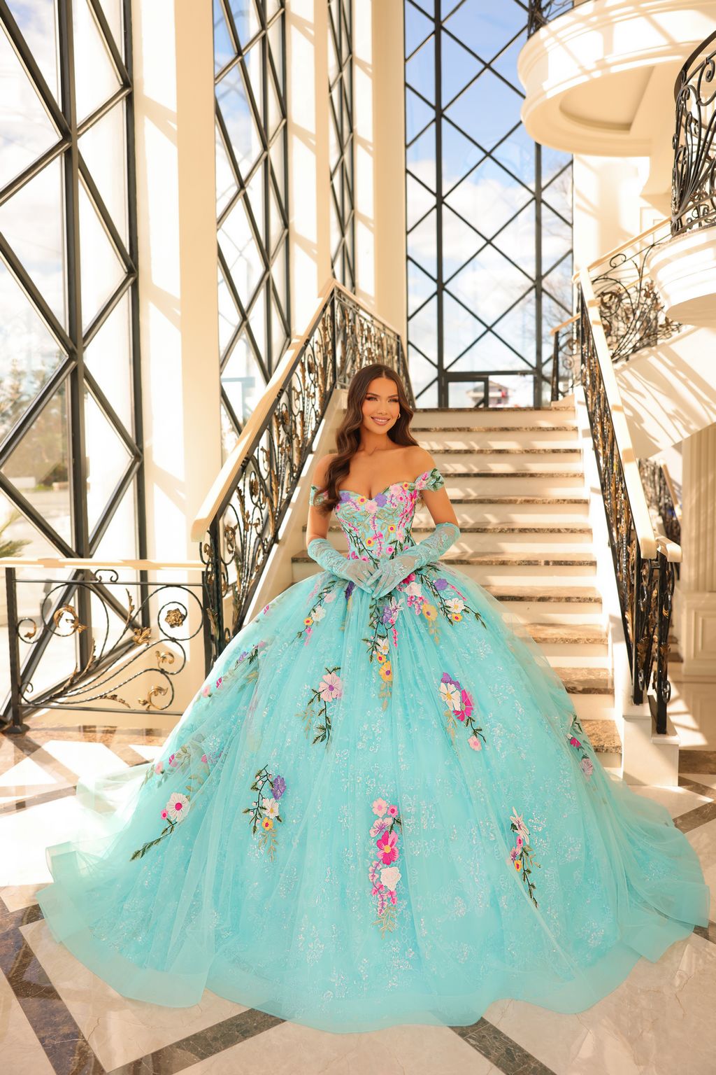 Amarra 54200 Long Floral Ball Gown Quinceanera Dress
