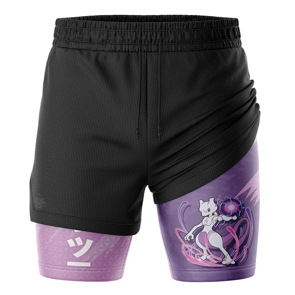 Mewtwo Attack V2 Pokemon 2-in-1 Performance Shorts – Teegamechanger