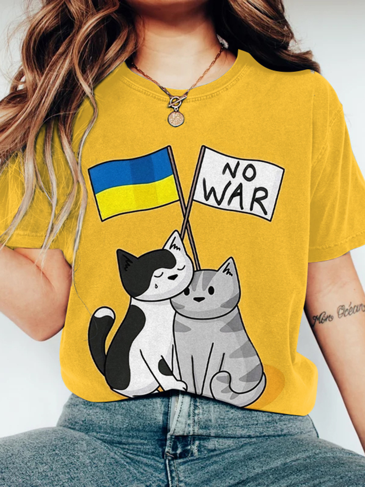Hug Love Cat Ukraine No War Print T-shirt – zeninscape