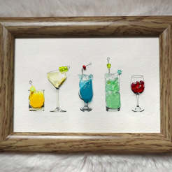 Cocktail Theme Sea Glass Framed Art – Saguey