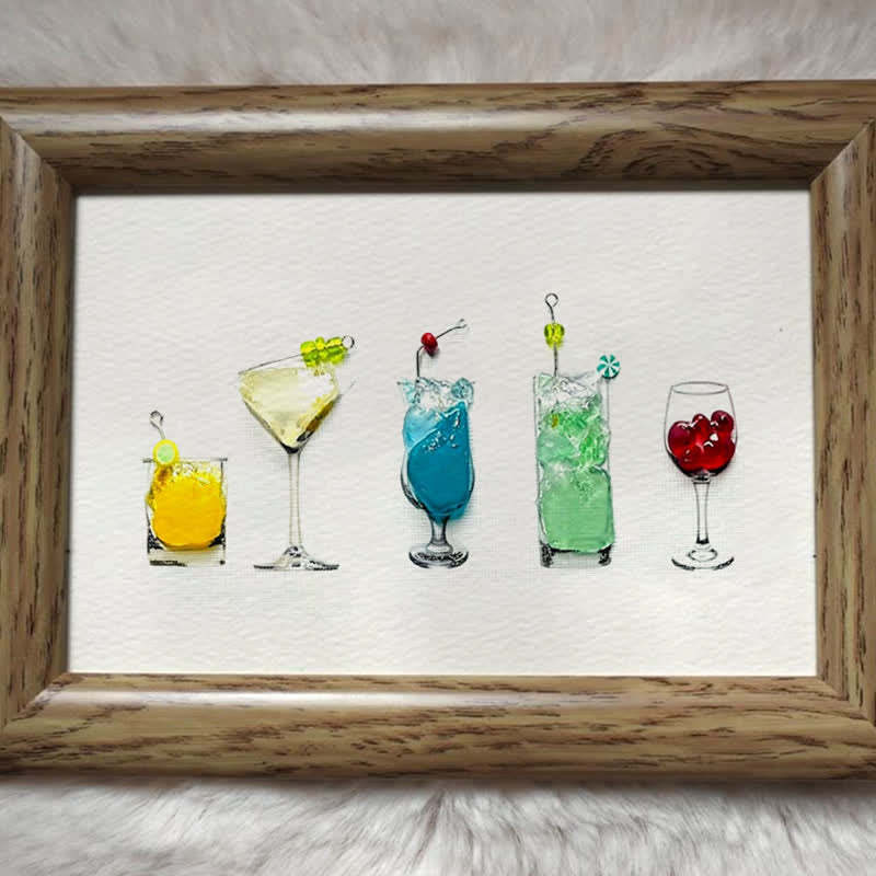 Cocktail Theme Sea Glass Framed Art – Saguey