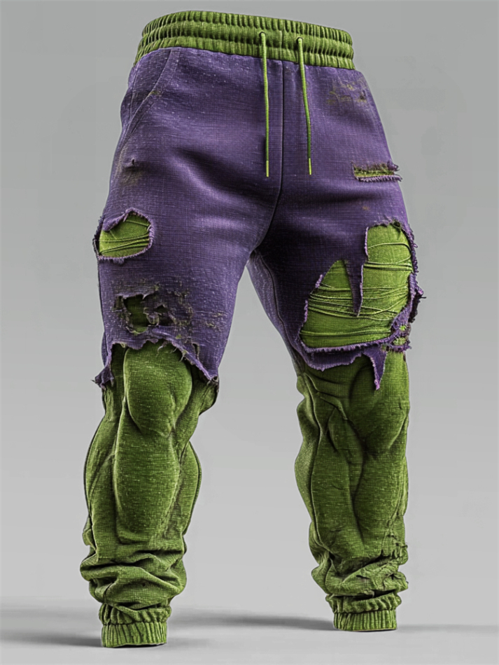 Pantaloni da tuta strappati con contrasto a linea muscolare per la ...