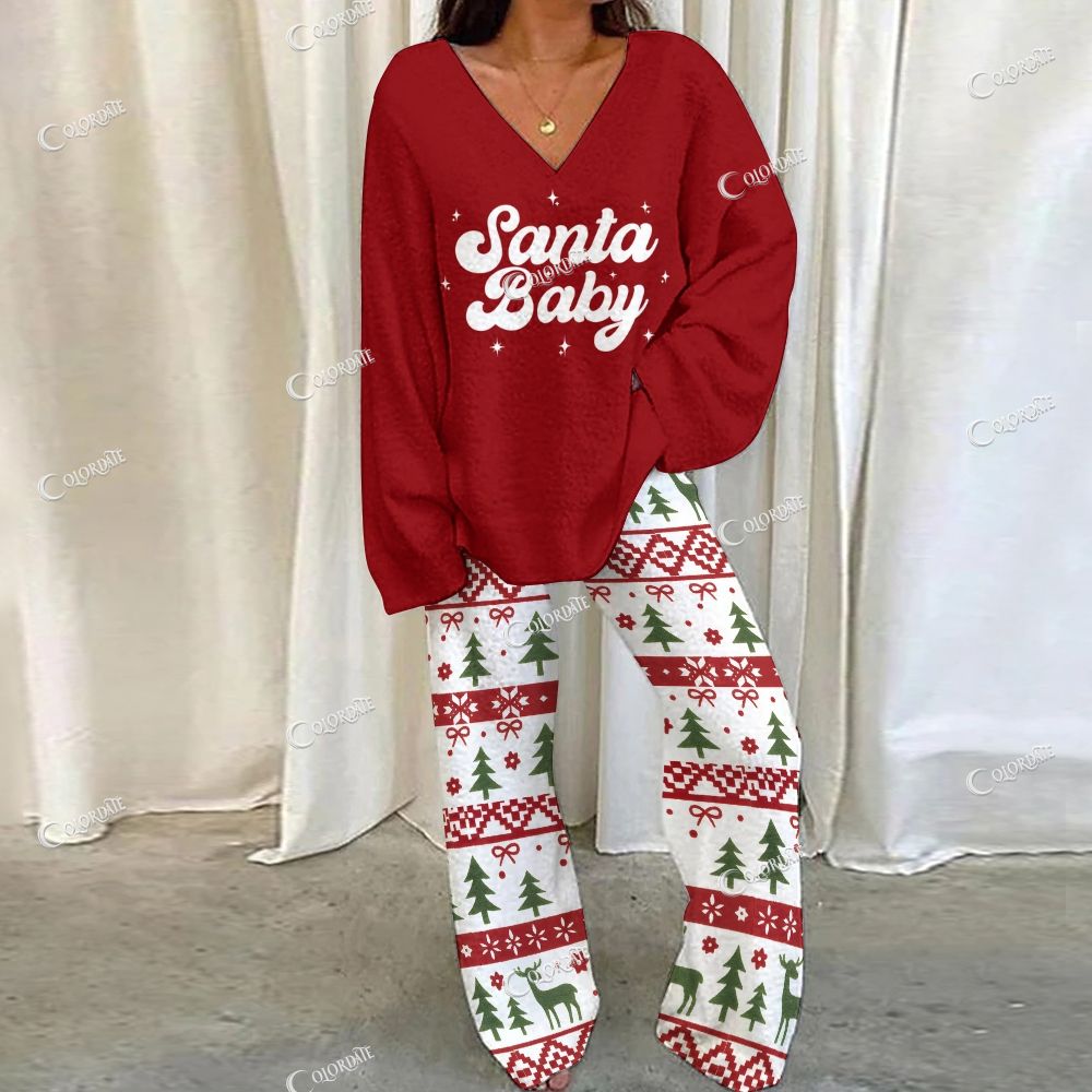 Loungewear Santa Baby Red Set For Women – ColorDate