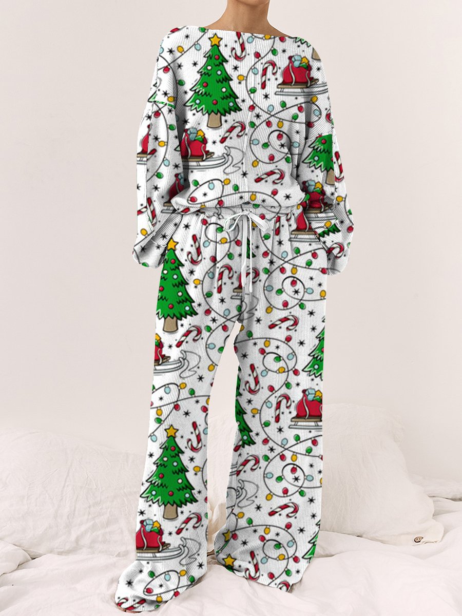 Women's Christmas Lights Long Sleeve Pant Suit – ColorDate