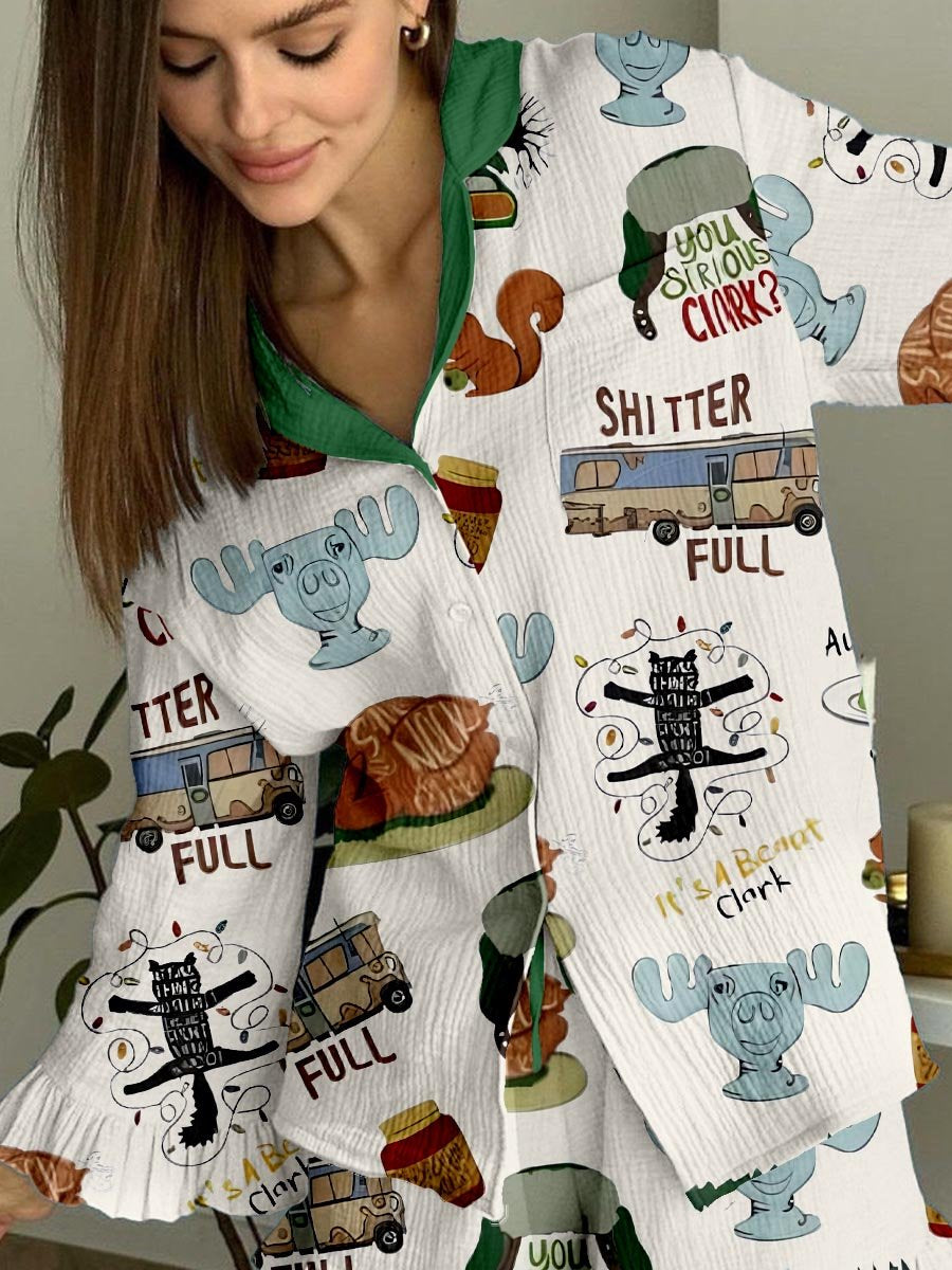 Women's Christmas Fun Animal Print Cotton Cardigan Set – ColorDate
