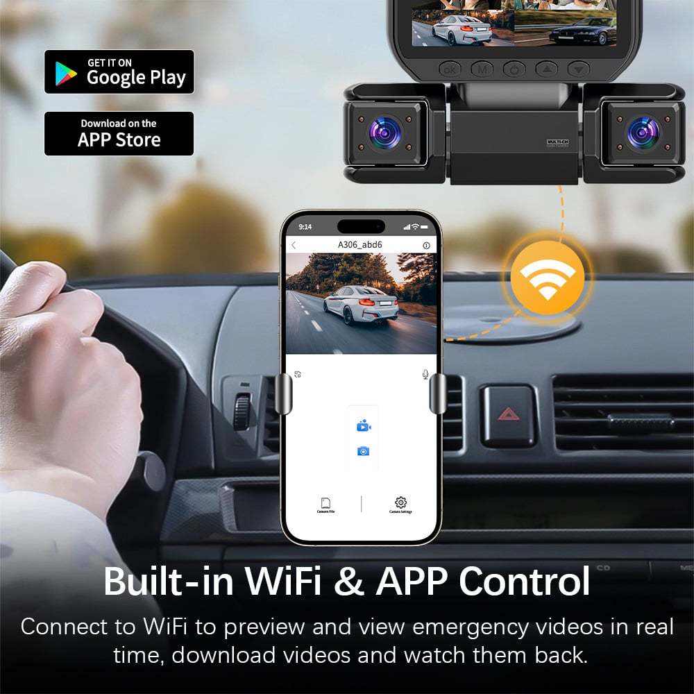 360° Car DVR WiFi 4Channels Dash Cam Video Recorder(SD card is not inc ...