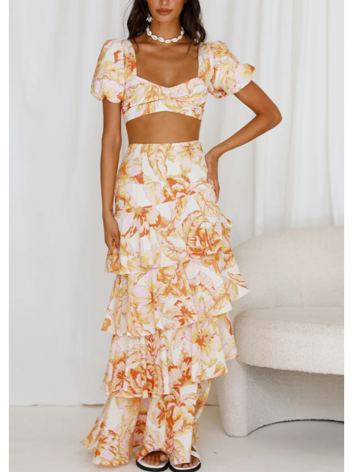Orange floral print set – CoralSunday