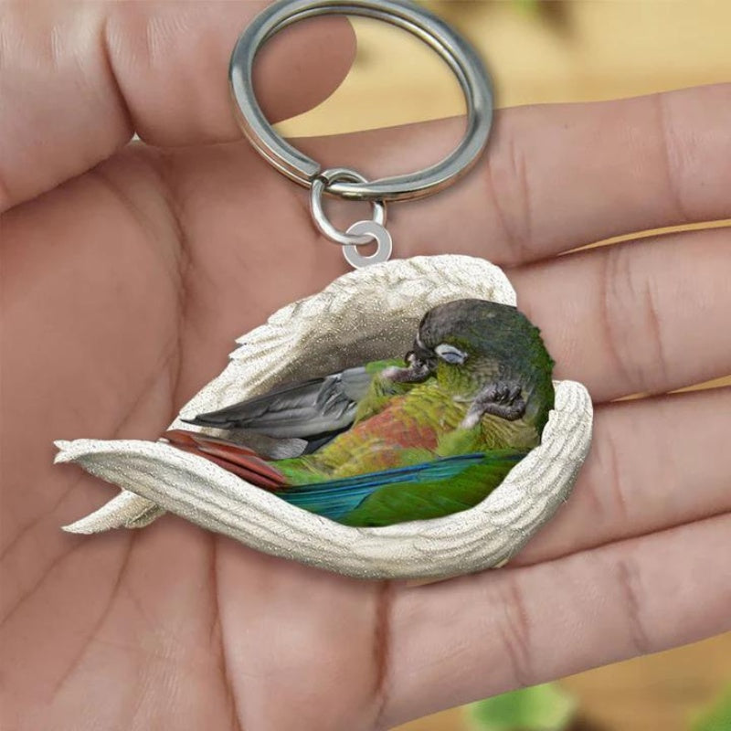 Sleeping Angel Acrylic Keychain Green Cheek Conure SA218 – Relaxpact