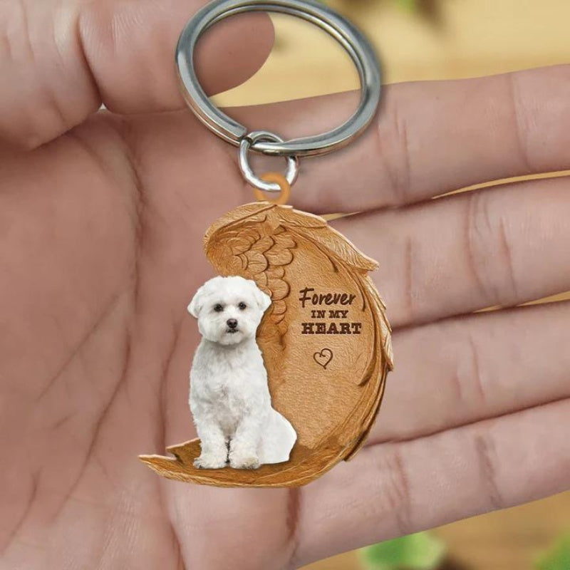 Maltese Forever In My Heart Acrylic Keychain FK028 – Rotikac