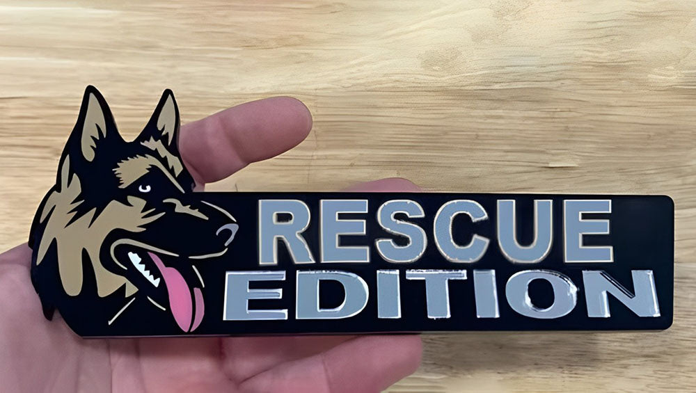 German Shepherd Rescue Dog Car Badge Laser Cutting Car Emblem CE073 ...