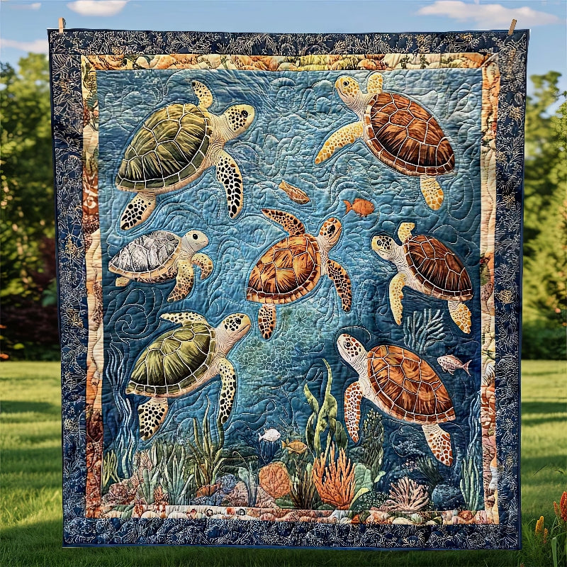 Marine Sea Turtles Blanket - H199 - Premium Blanket – Figdoll