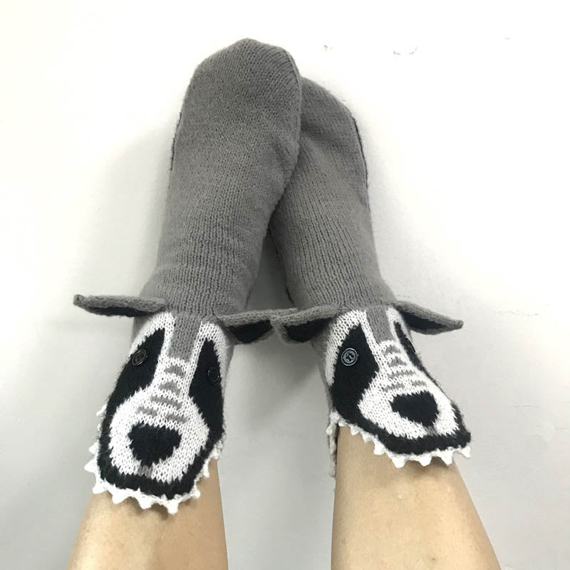 Wolf Knitted Warm 3D Floor Socks – Coparim