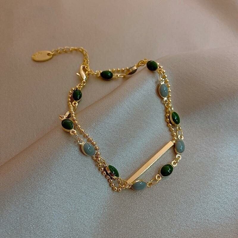 Layered Gold Bar and Stone Bracelet – Coparim