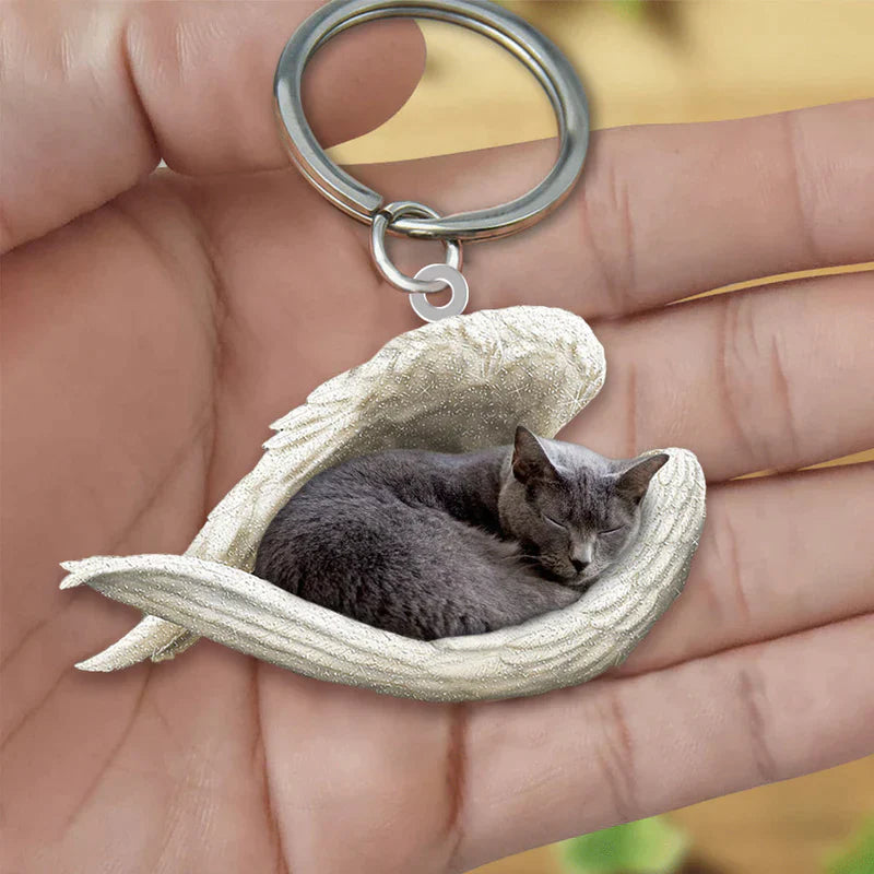 Sleeping Angel Acrylic Keychain Chartreux Cat – Easchee