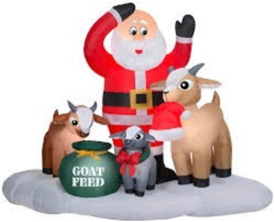 Santa Feeding Goats Whimsical Christmas Inflatable by Gemmy – DeeGot