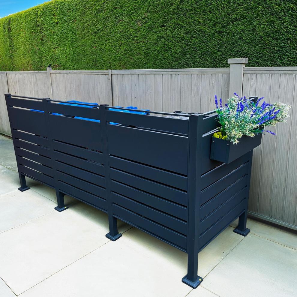 Galvanized Steel Wheelie Bin Screen | Triple – Garden Furniture Centre