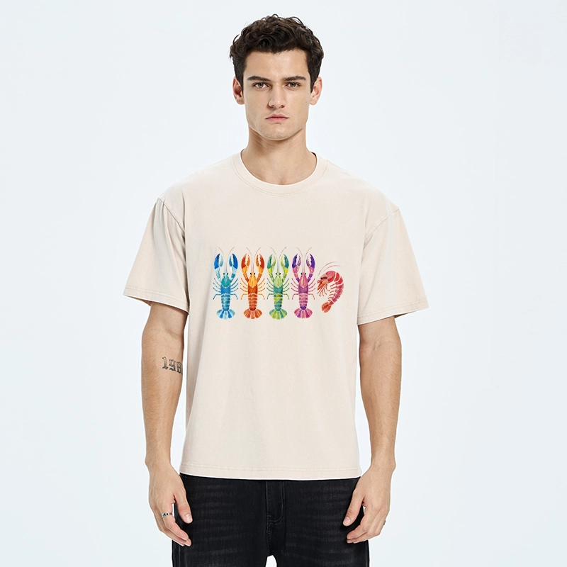 Tokyo-Tiger Colorful Crawfish Ocean Life Art Washed T-Shirt Sale ...