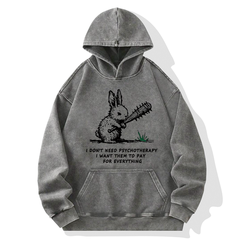 Tokyo-Tiger Violent Rabbit Funny Washed Hoodie – tokyo-tiger