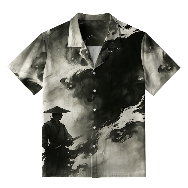 Tokyo-Tiger Samurai Amidst The Smoke Aloha Hawaiian Shirt Sale – tokyo ...