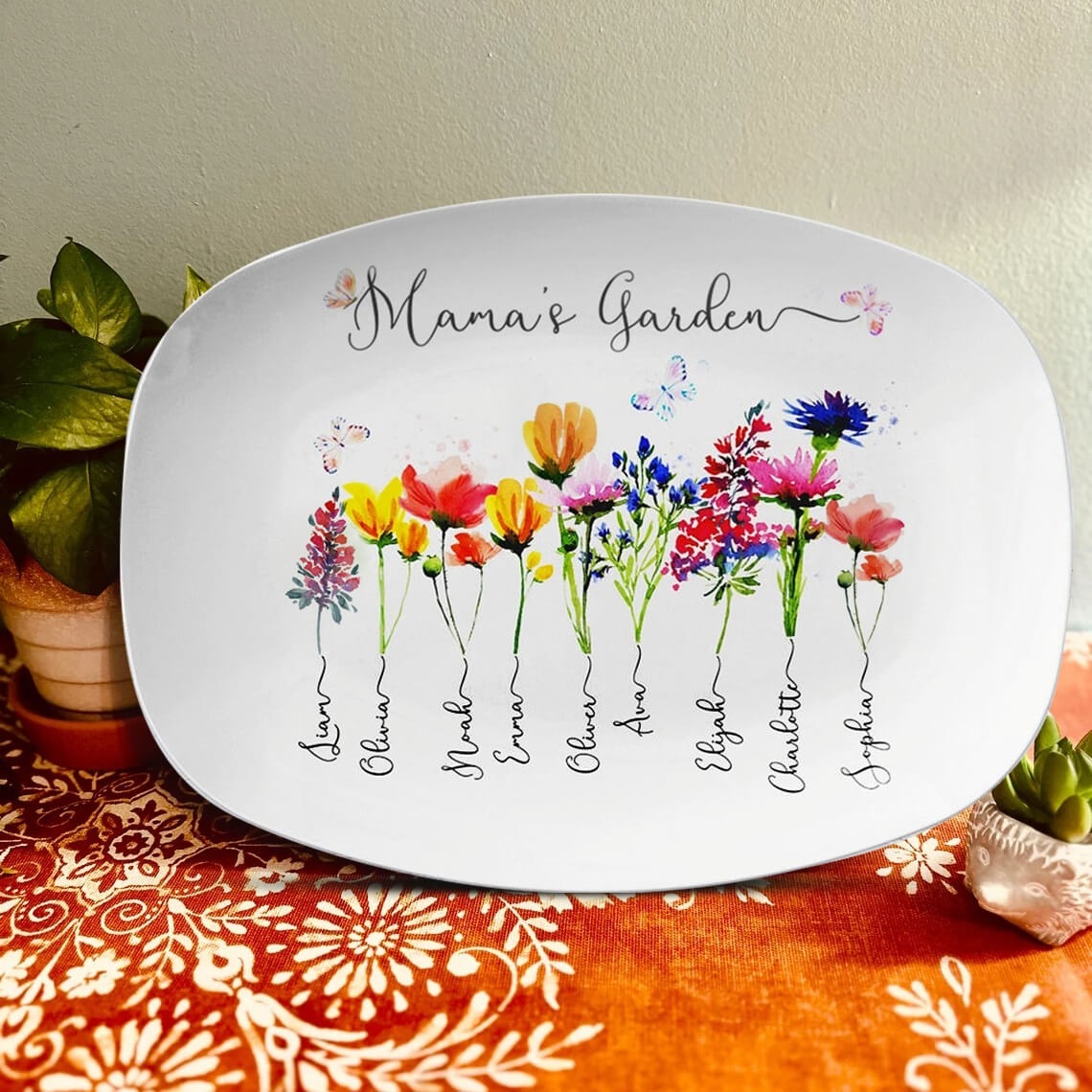 Grandma's Garden Plate Personalized Birth Month Flower Platter With ...