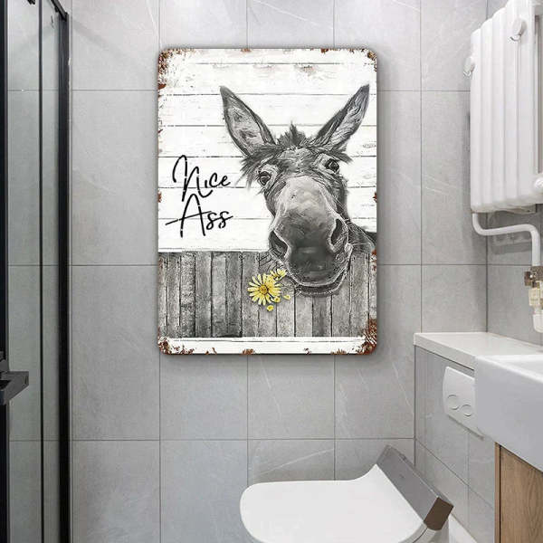 Funny Donkey Sunflower Bathroom Metal Sign Wall Decor Farmhouse Sign ...