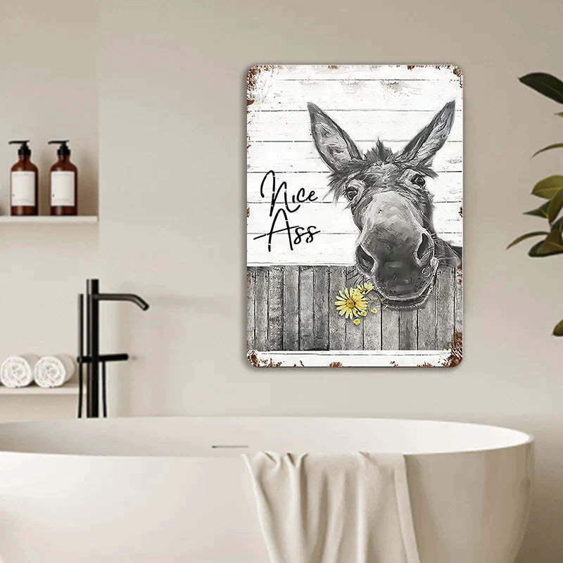 Funny Donkey Sunflower Bathroom Metal Sign Wall Decor Farmhouse Sign ...