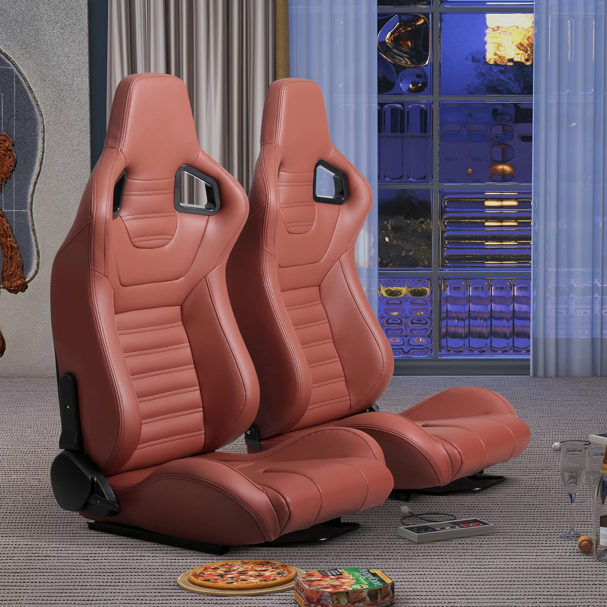 2-Piece Ergonomic Racing Seats: Adjustable Double Slides Ultimate Gami ...
