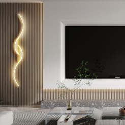 Modern Linear Wave Wall Lamp Black/Gold Living Room Bedroom | Las Sola