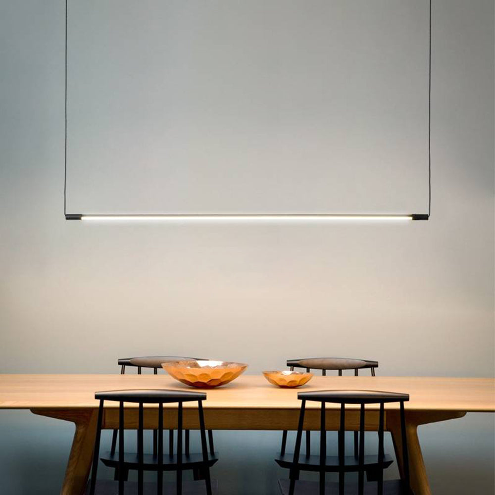 Modern Minimalist LED Linear Pendant Light Black Living Room | Las Sola