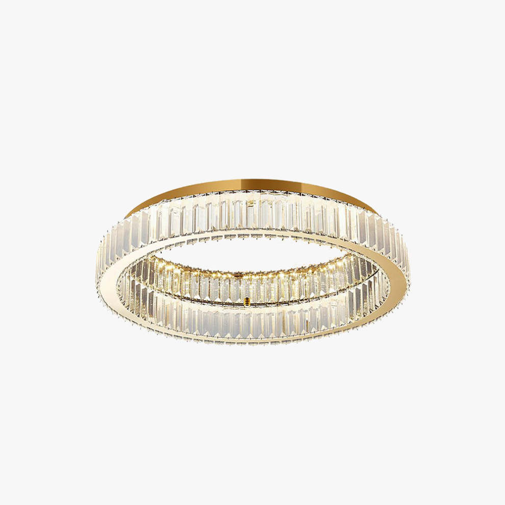 Modern Art Deco Circle Crystal Flush Mount Ceiling Light Gold | Las Sola