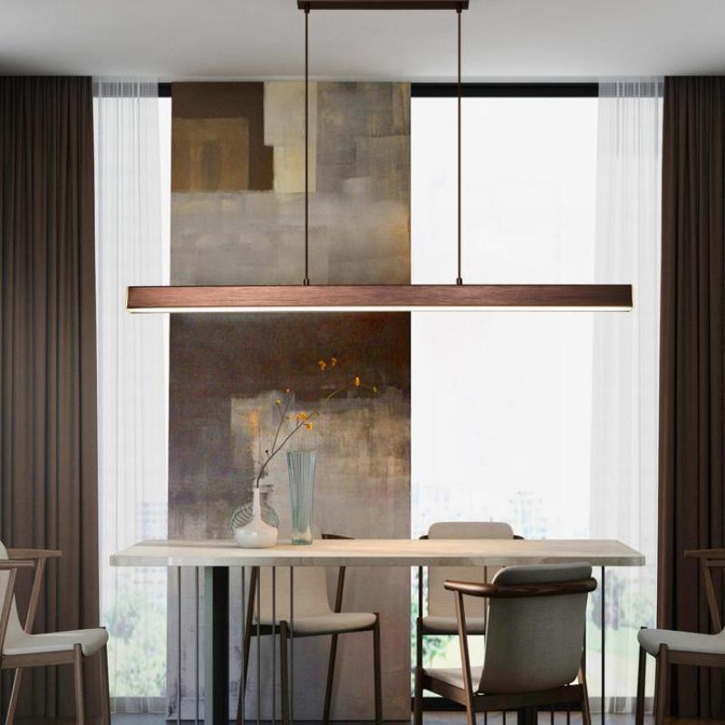 Modern Linear Metal LED Pendant Light Black/Brown Living Room | Las Sola