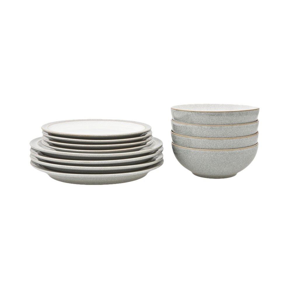 Elements Light Grey 12 Piece Dinner Set – Denby